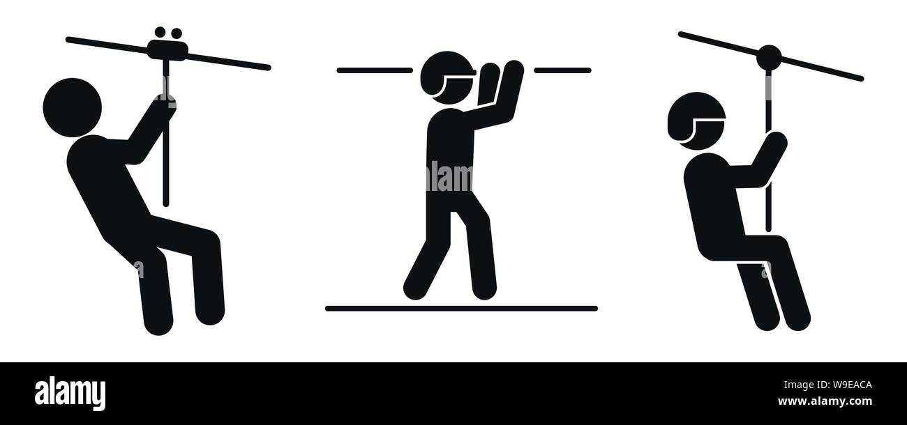 Zip Line Silhouette Vector