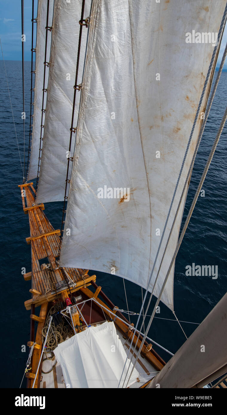 Bow of wooden sailboat at Raja Ampat / Indonesia Stock Photo - Alamy