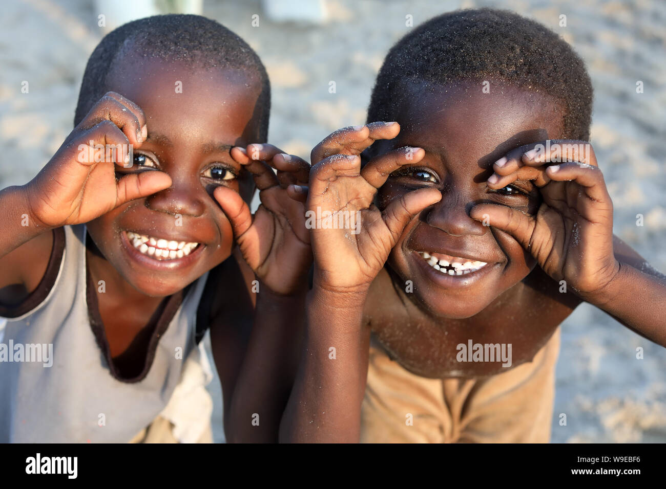 Happy boys in a slum in the fishing village Jamestown in Accra, Ghana ...