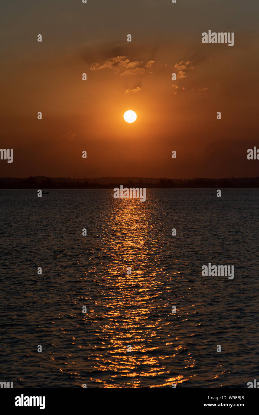 Beautiful sunset landscape in the Atlantic Ocean at the city of Buzios ...