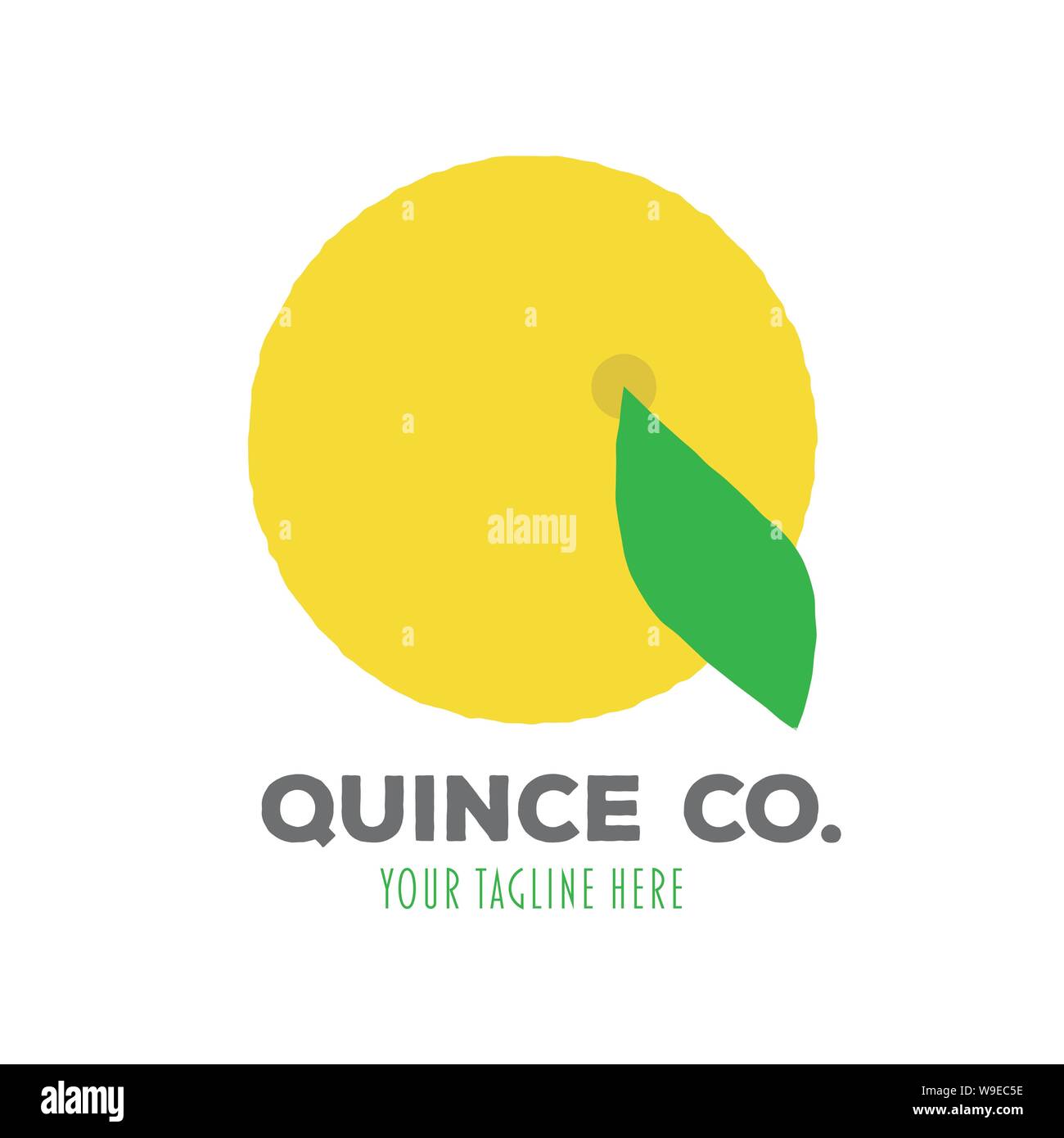 Company logo template with quince fruit and leaf illustration. Vector ...
