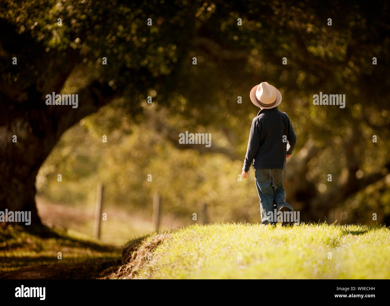 A young boy walking in the countryside Stock Photo - Alamy