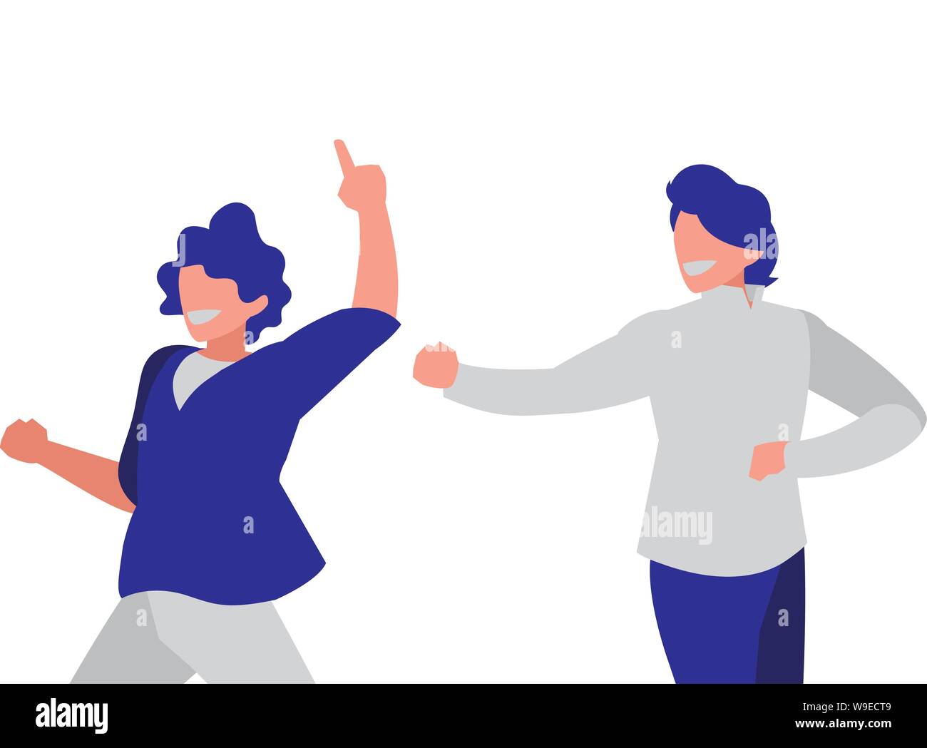 young dancers couple disco style characters vector illustration design ...
