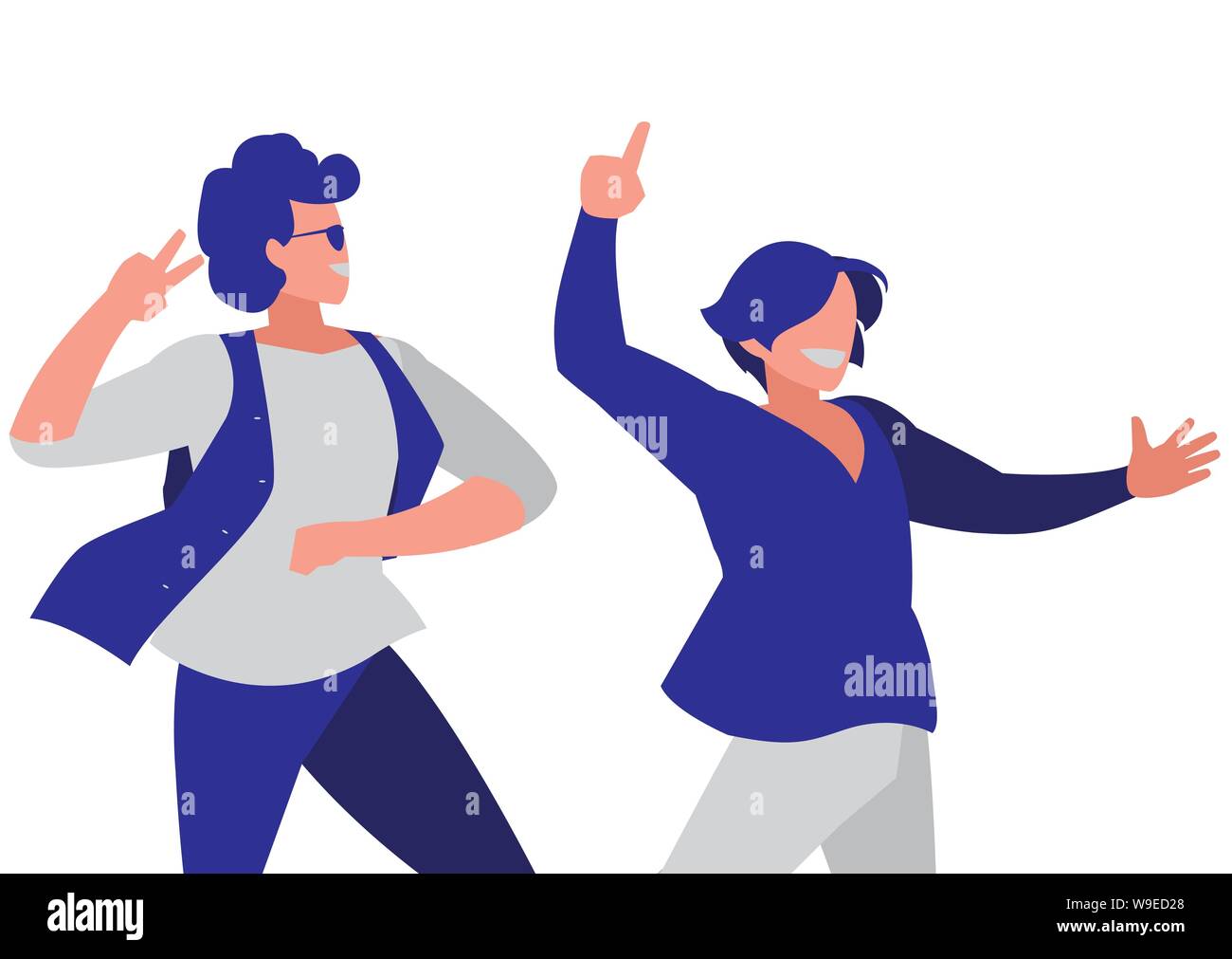 young dancers couple disco style characters vector illustration design ...