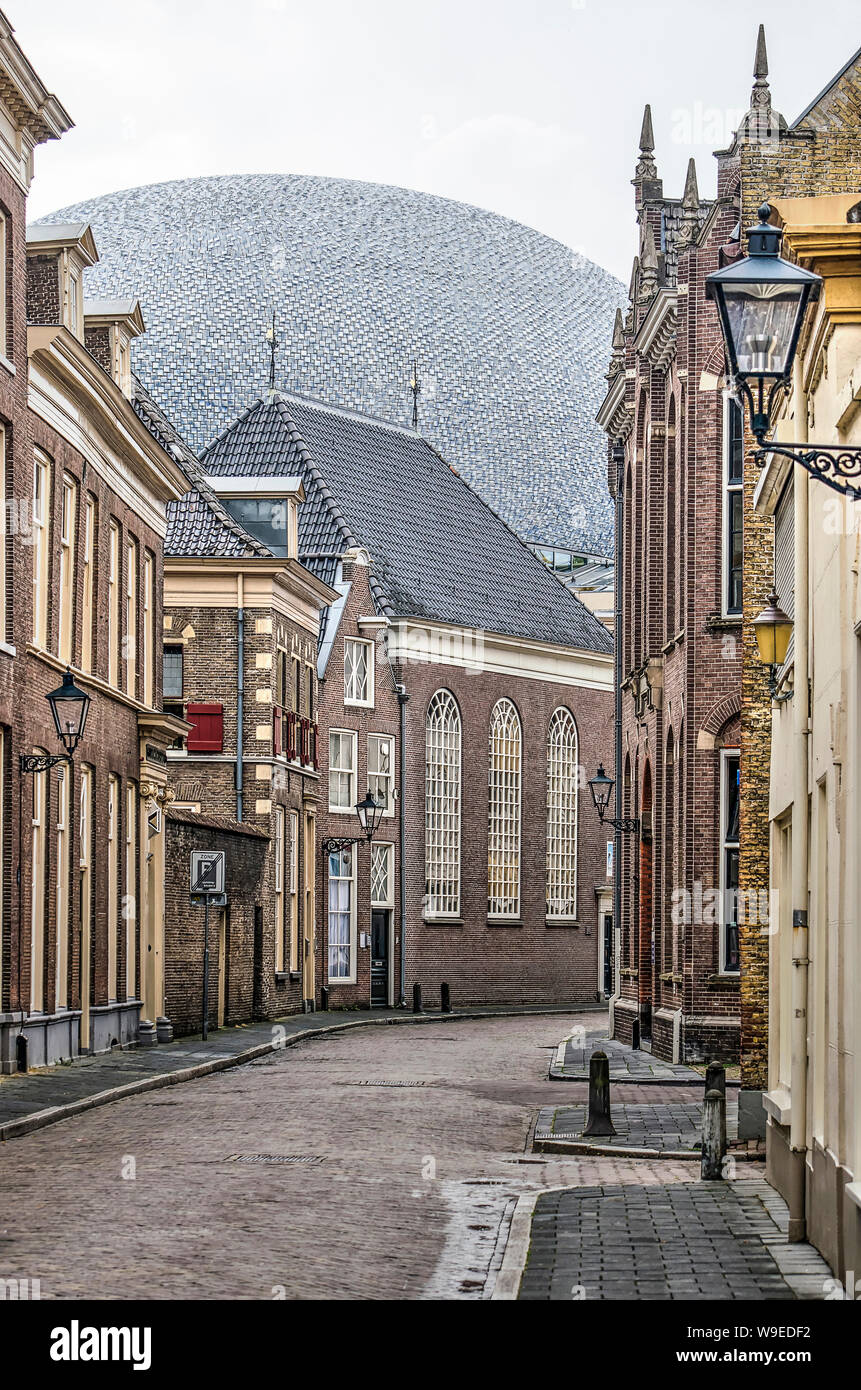 Zwolle, The Netherlands, August 2, 2019: view along a street in the old ...