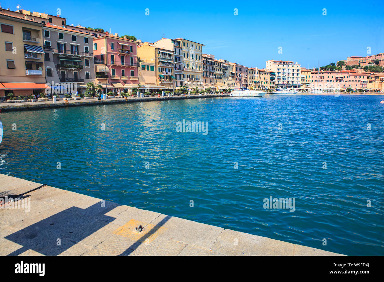 PORTOFERAIO, ELBA ISLAND, ITALY - AUGUST, 2011: The port and streets in ...