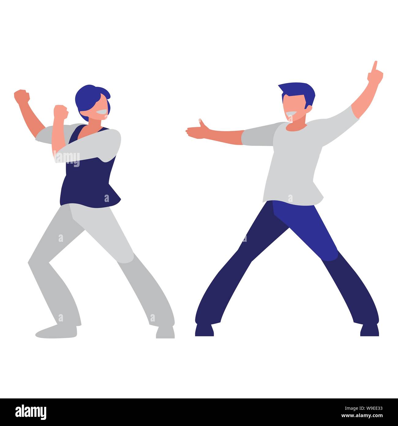 young dancers couple disco style characters vector illustration design ...