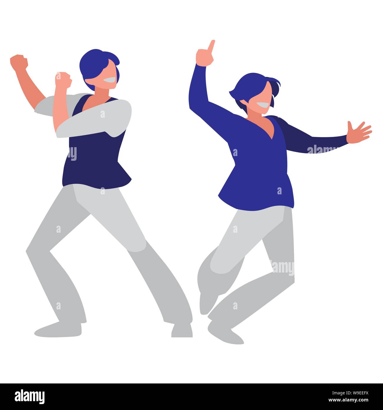 young dancers couple disco style characters vector illustration design ...