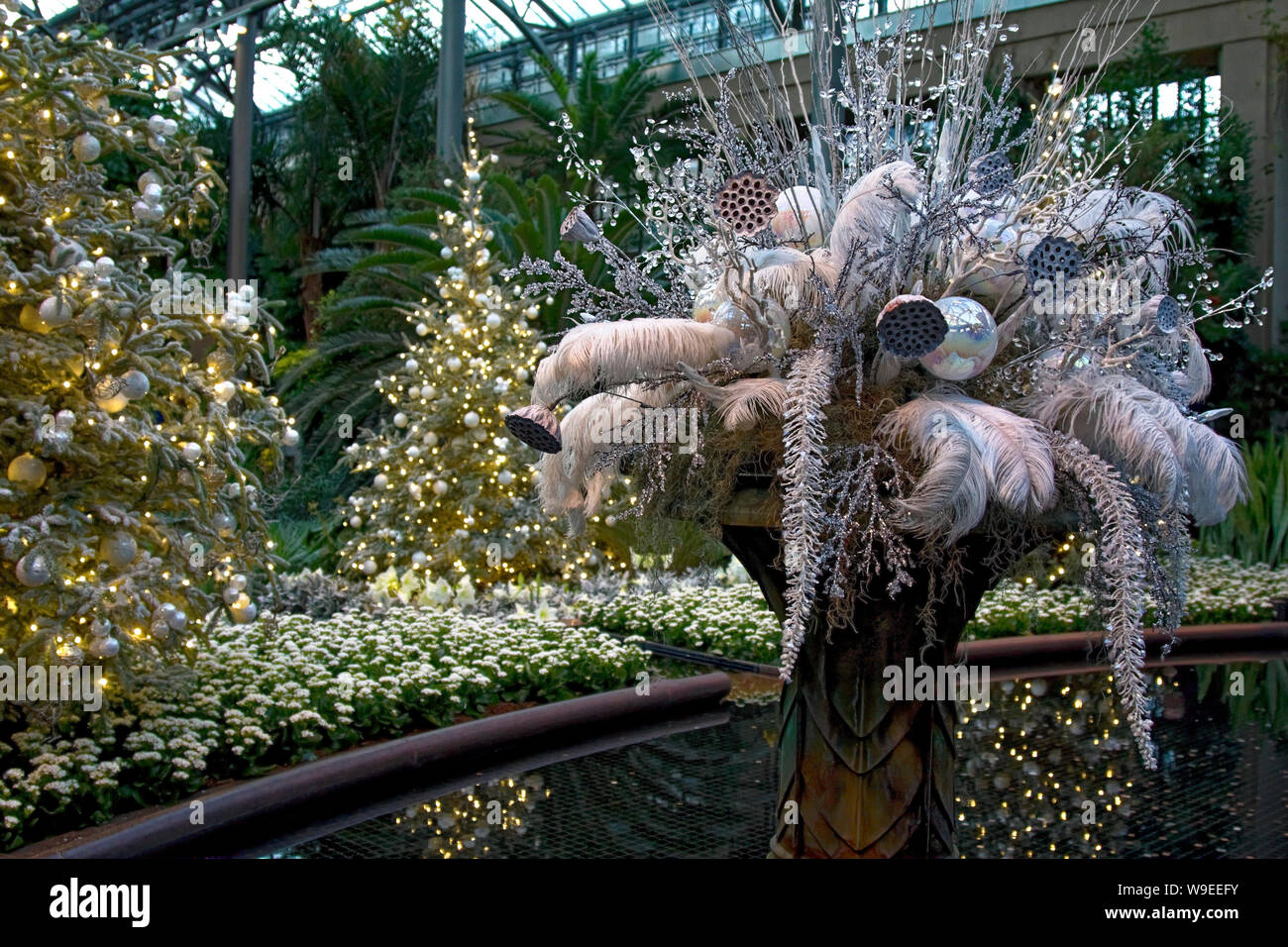 East Conservatory Christmas display; large decoration; white; silver ...