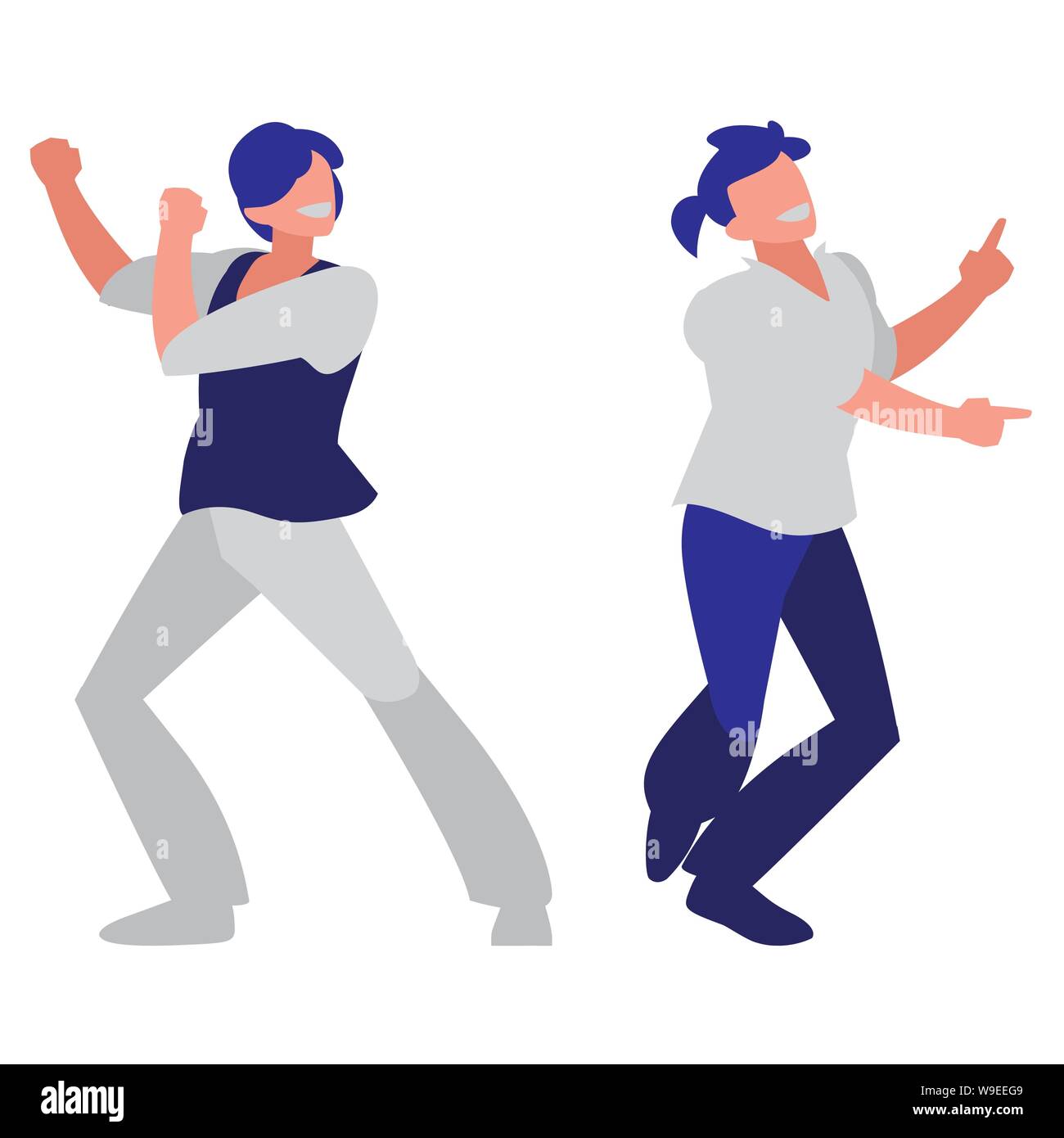 young dancers couple disco style characters vector illustration design ...