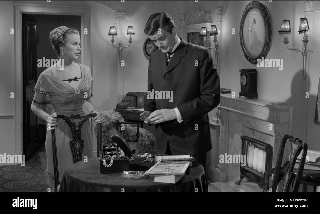 London. UK. Honor Blackman and John Merivale (playing a composite ...