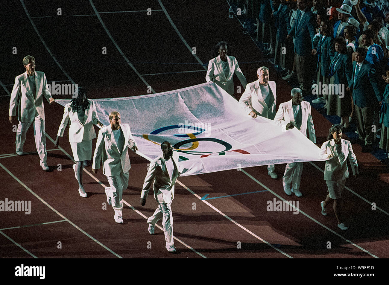 Olympic flag during the opening ceremonies at the 1996 Olympic Summer ...