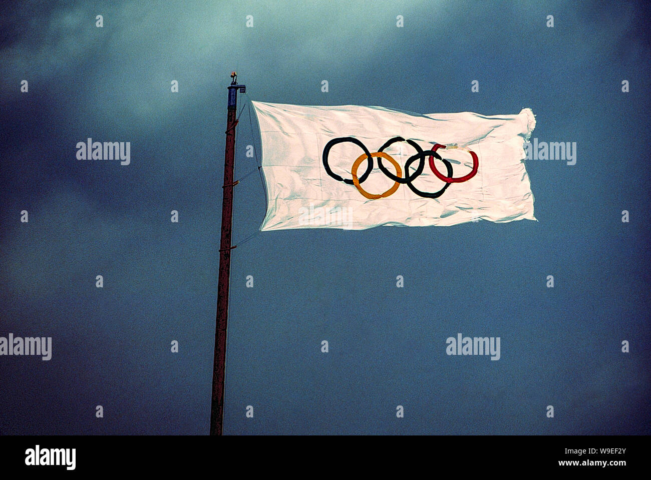 Olympic flag at the 1988 Olympic Summer Games Stock Photo - Alamy