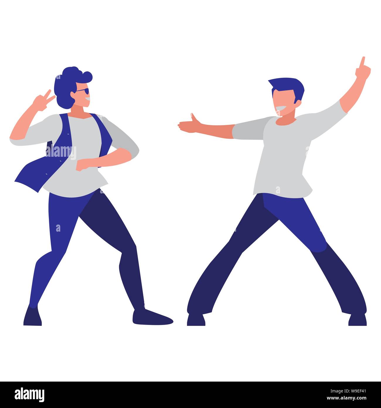 young dancers couple disco style characters vector illustration design ...