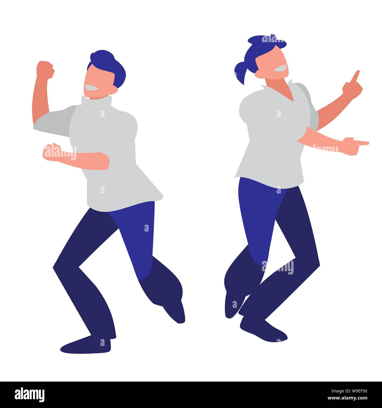 young dancers couple disco style characters vector illustration design ...