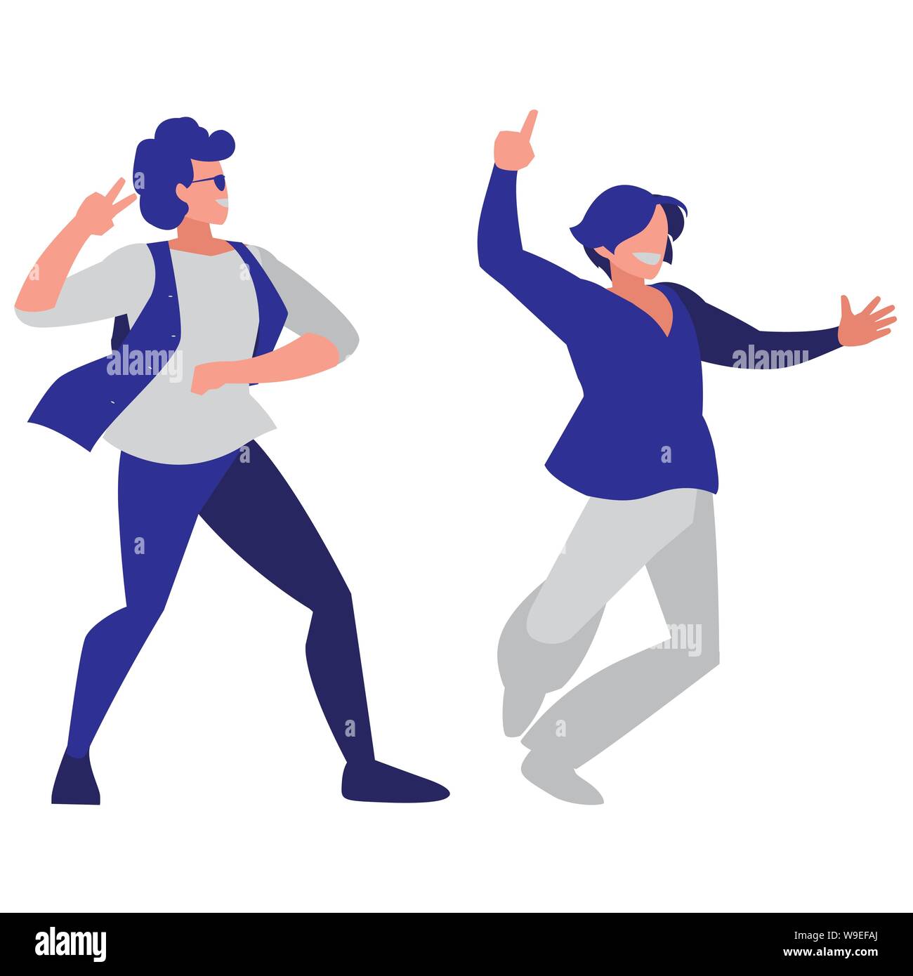 young dancers couple disco style characters vector illustration design ...