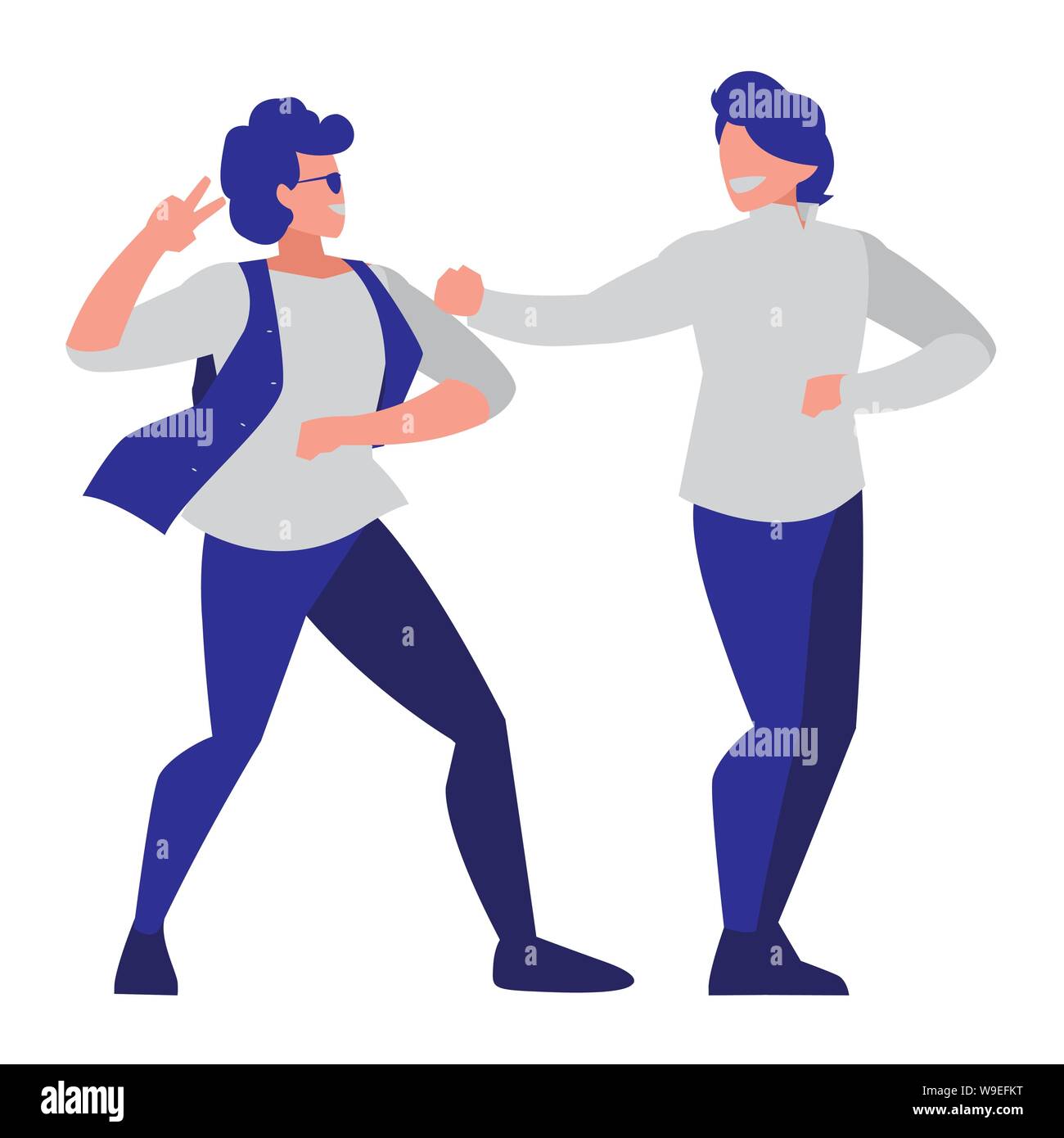 young dancers couple disco style characters vector illustration design ...