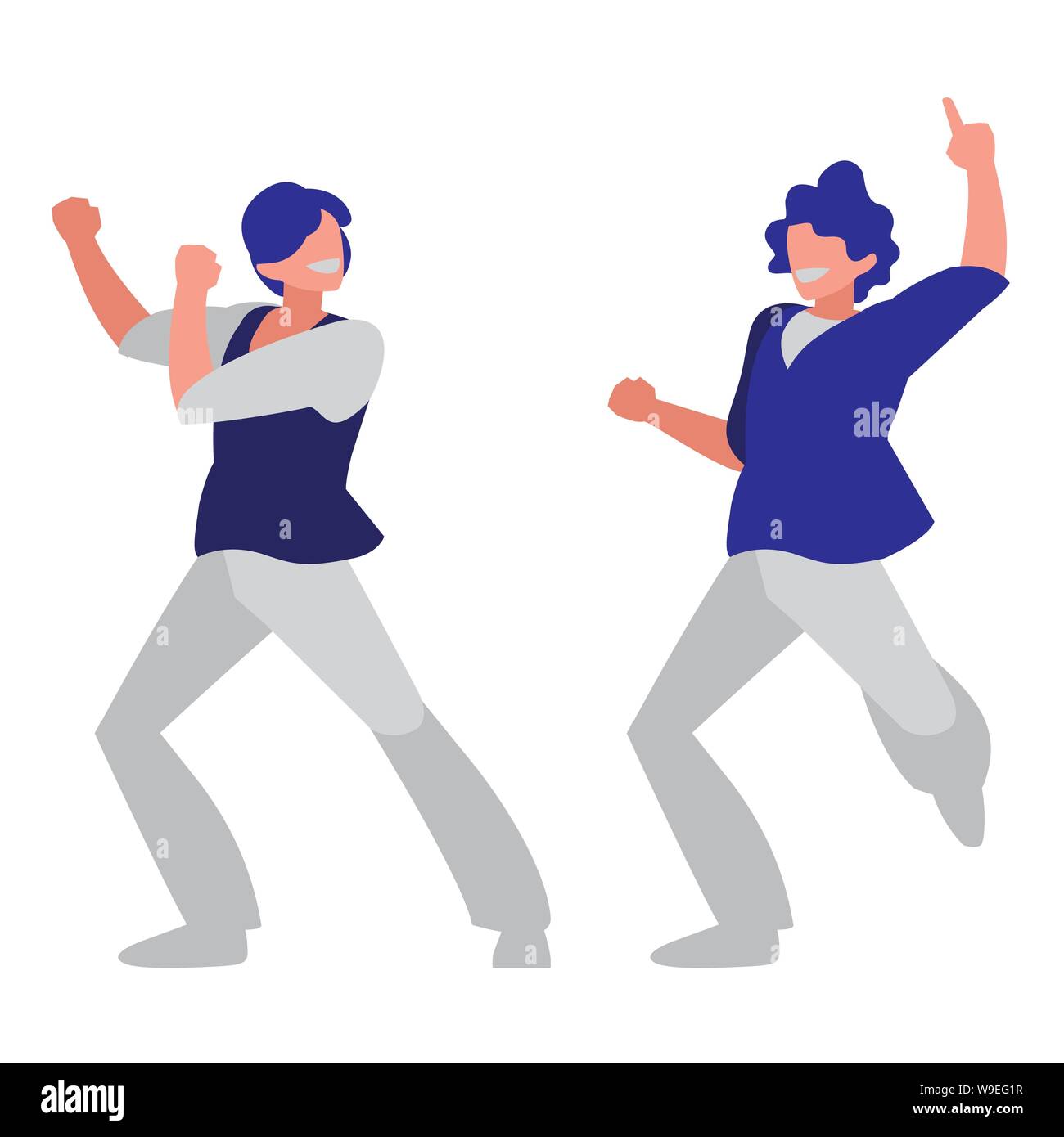young dancers couple disco style characters vector illustration design ...