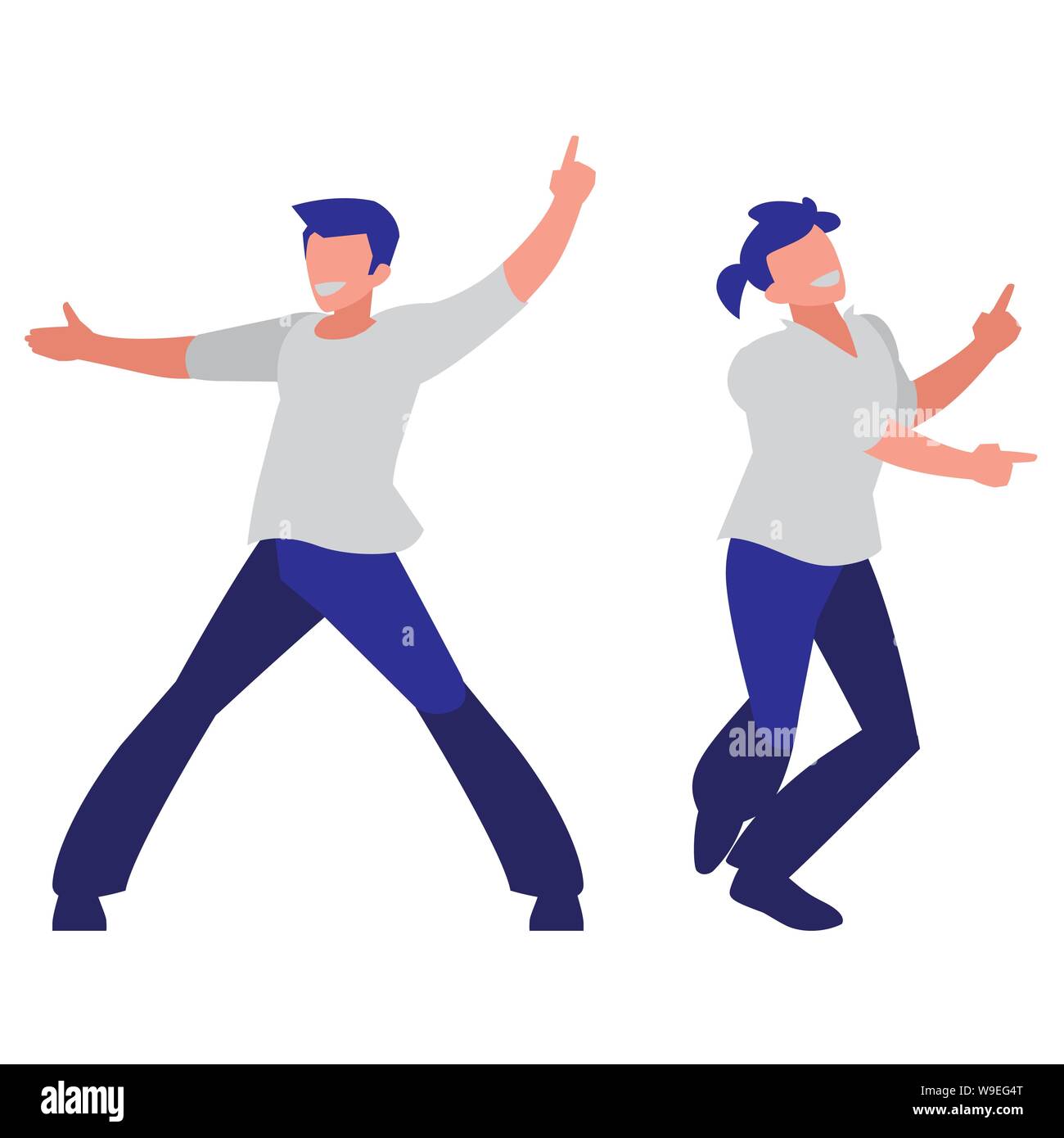 young dancers couple disco style characters vector illustration design ...