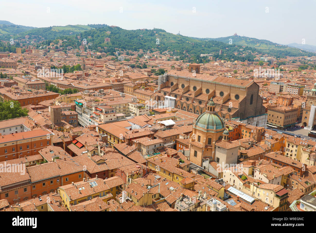 Bologna cityscape of the old medieval town center with San Petronio ...