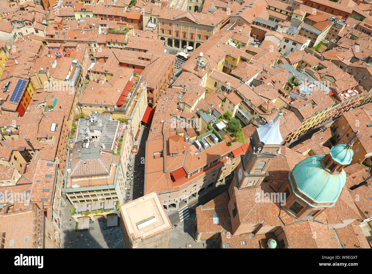 Bologna medieval cityscape view from the top of Asinelli tower with ...