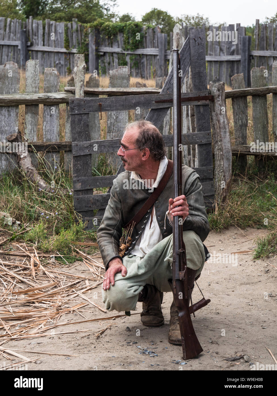 Pilgrim man with his gun Stock Photo - Alamy