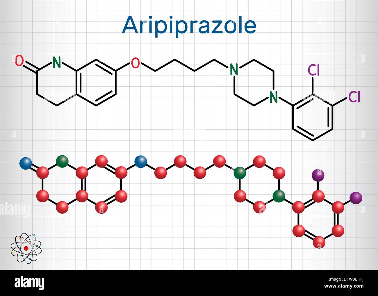 Aripiprazole, neurotransmitter, atypical antipsychotic drug molecule ...