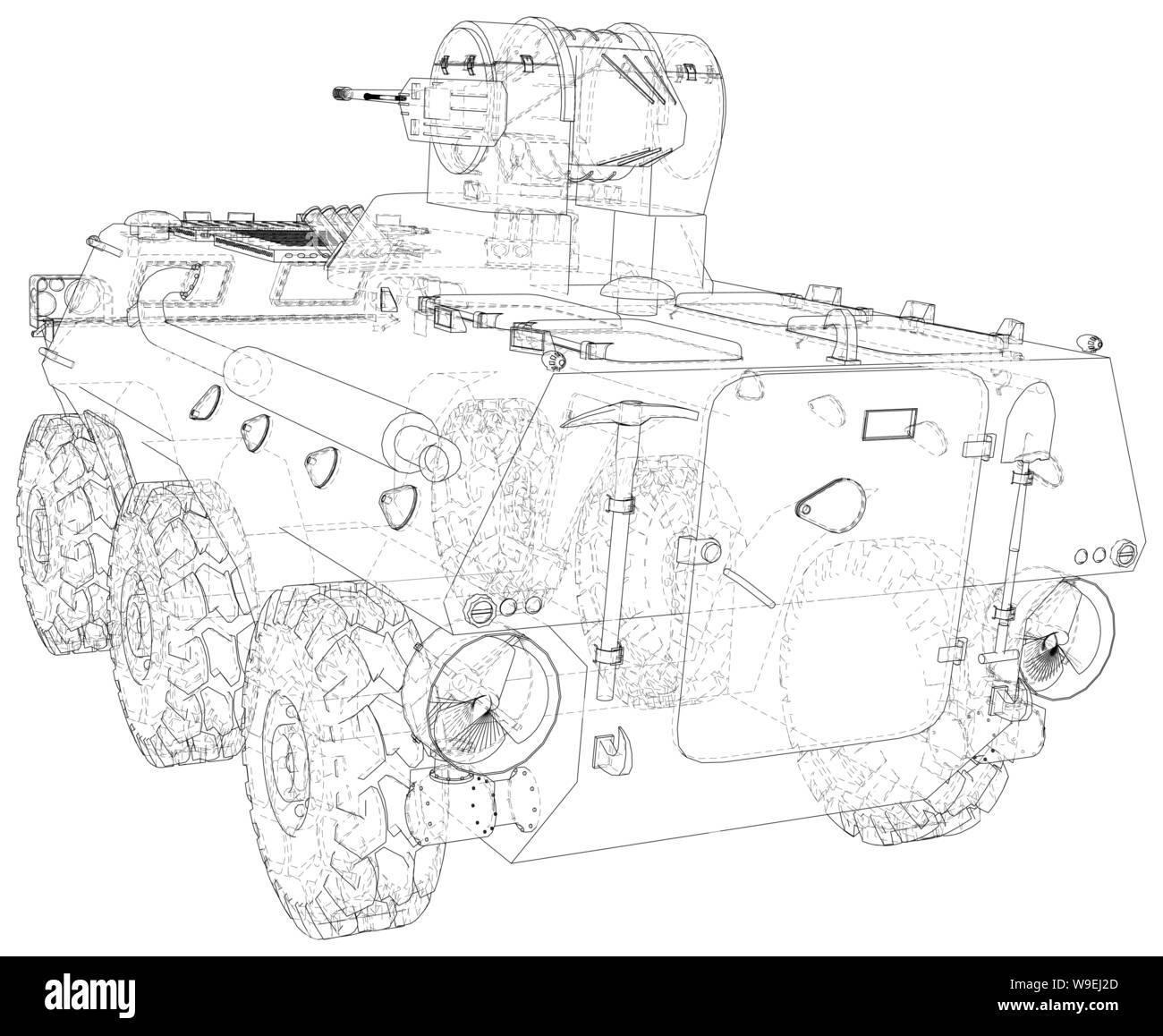Army vehicle technical wire-frame. Vector illustration. Tracing ...