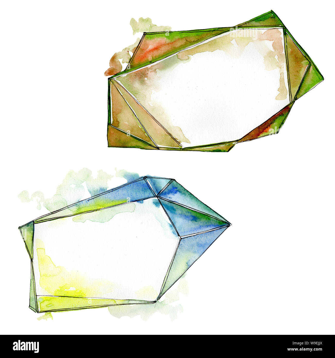 Colorful rock jewelry minerals. Geometric quartz polygon crystal stone ...