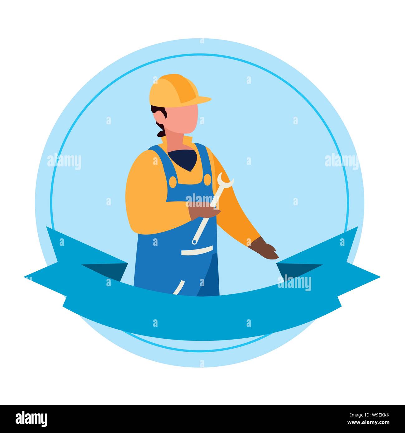 builder construction worker with wrench character vector illustration ...