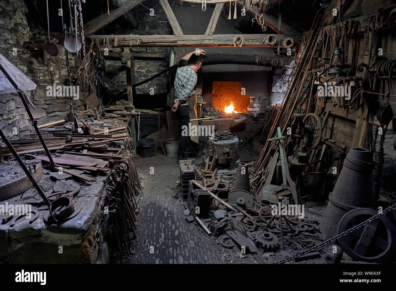 Blacksmith at work at St Fagans National Museum of History, Cardiff ...