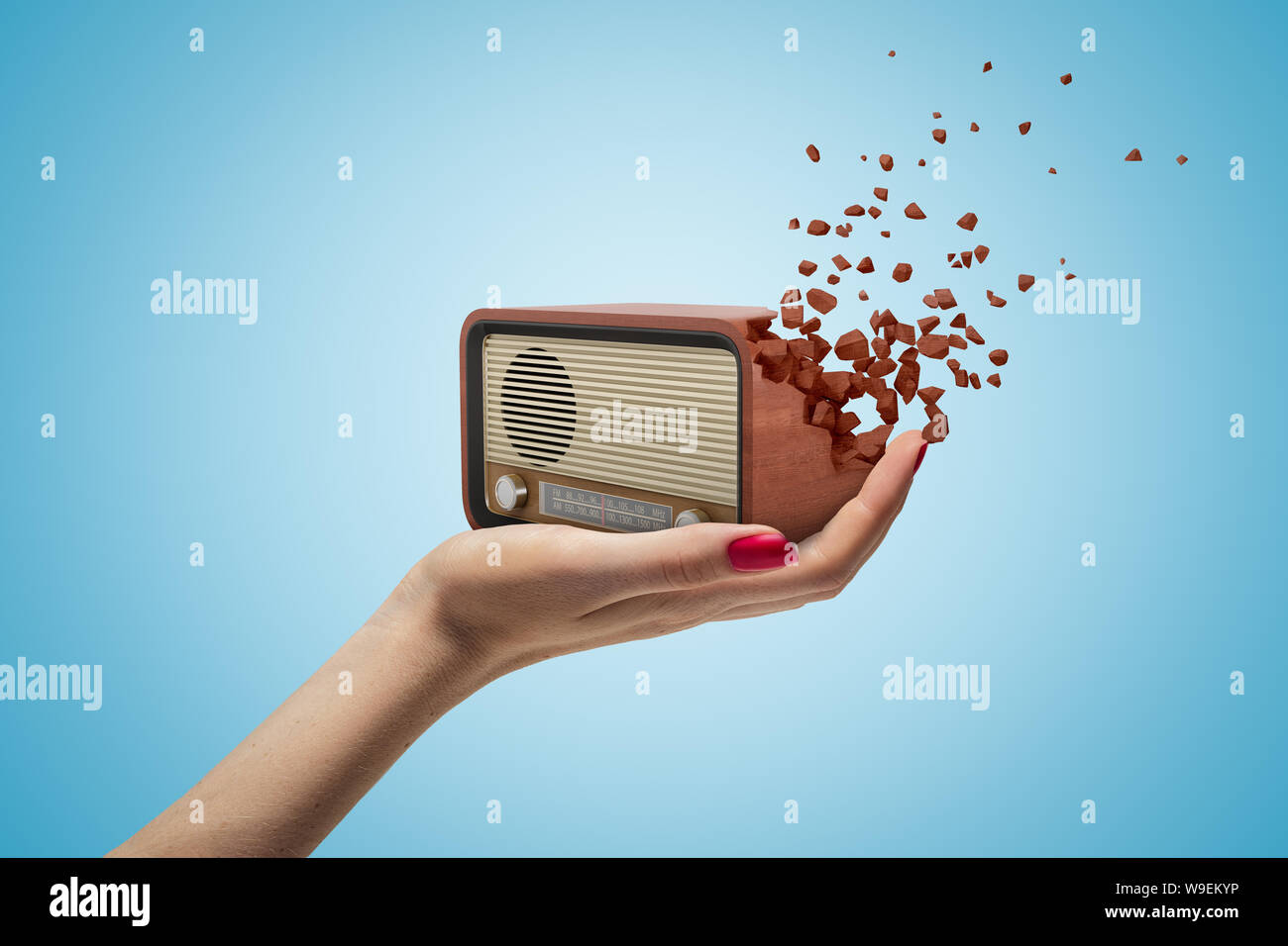 Old woman listening radio hi-res stock photography and images - Alamy