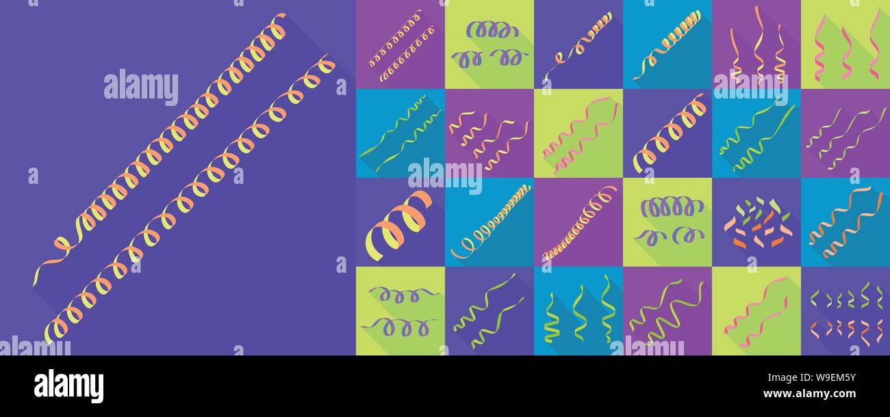 Serpentine icons set. Flat set of serpentine vector icons for web ...