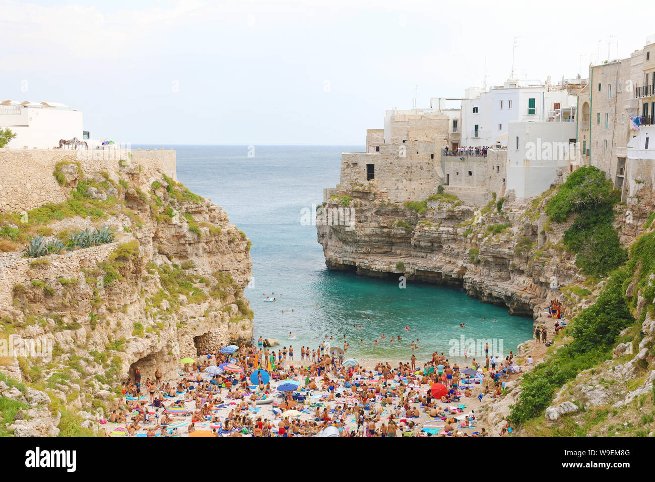 POLIGNANO A MARE, ITALY - JULY 28, 2019: beautiful panoramic view of ...