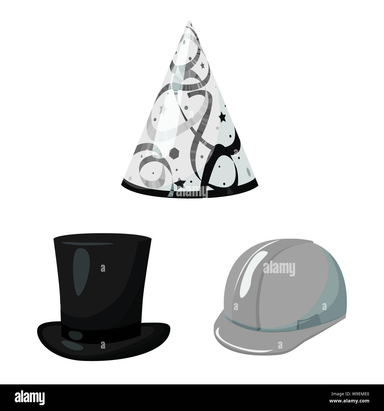 Isolated object of hat and helmet sign. Set of hat and profession stock ...