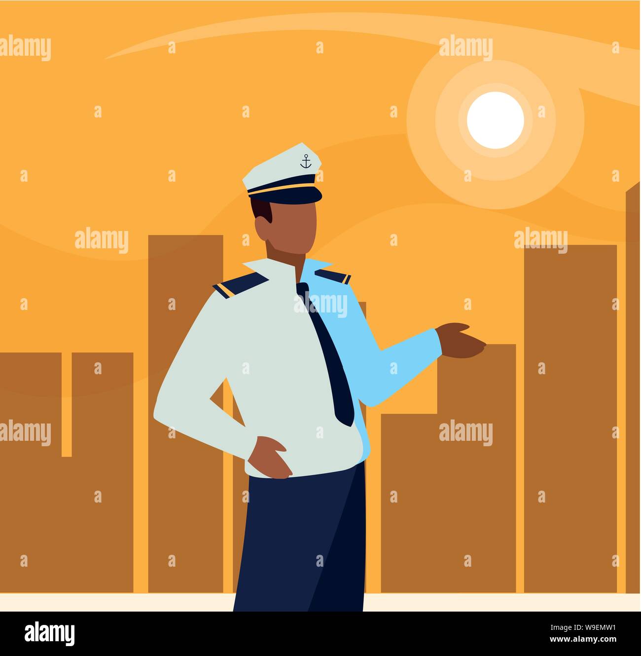 sailor captain marine character vector illustration design Stock Vector ...
