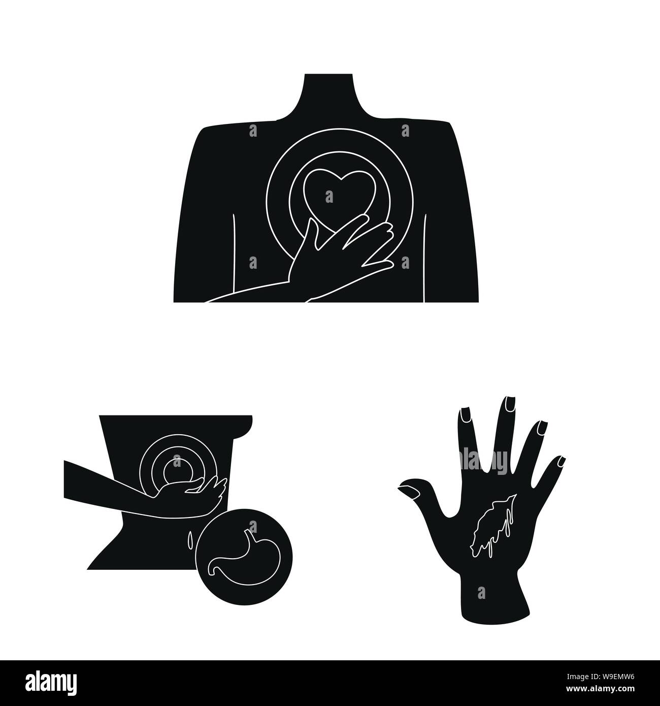 Vector illustration of first and help sign. Set of first and disease ...