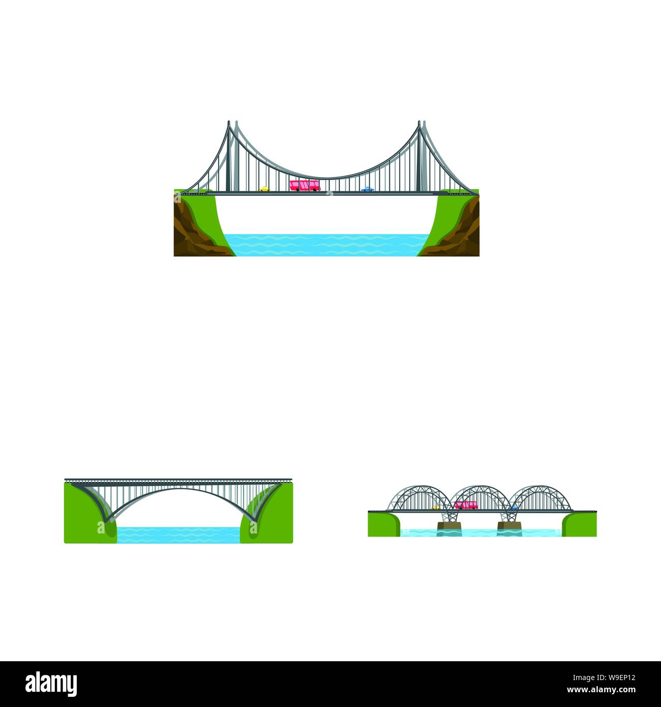 Vector design of bridgework and bridge icon. Collection of bridgework ...