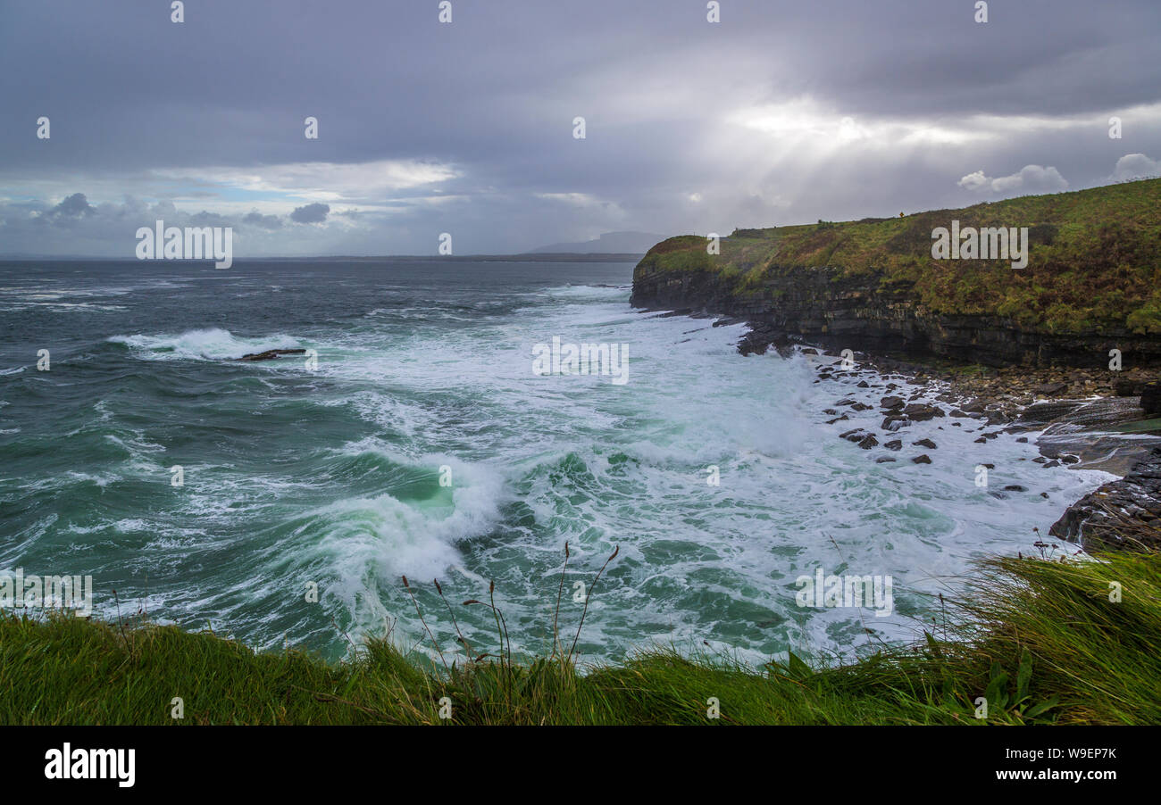 rough weather and waves at Mullaghmore, Co Sligo, Ireland Stock Photo ...
