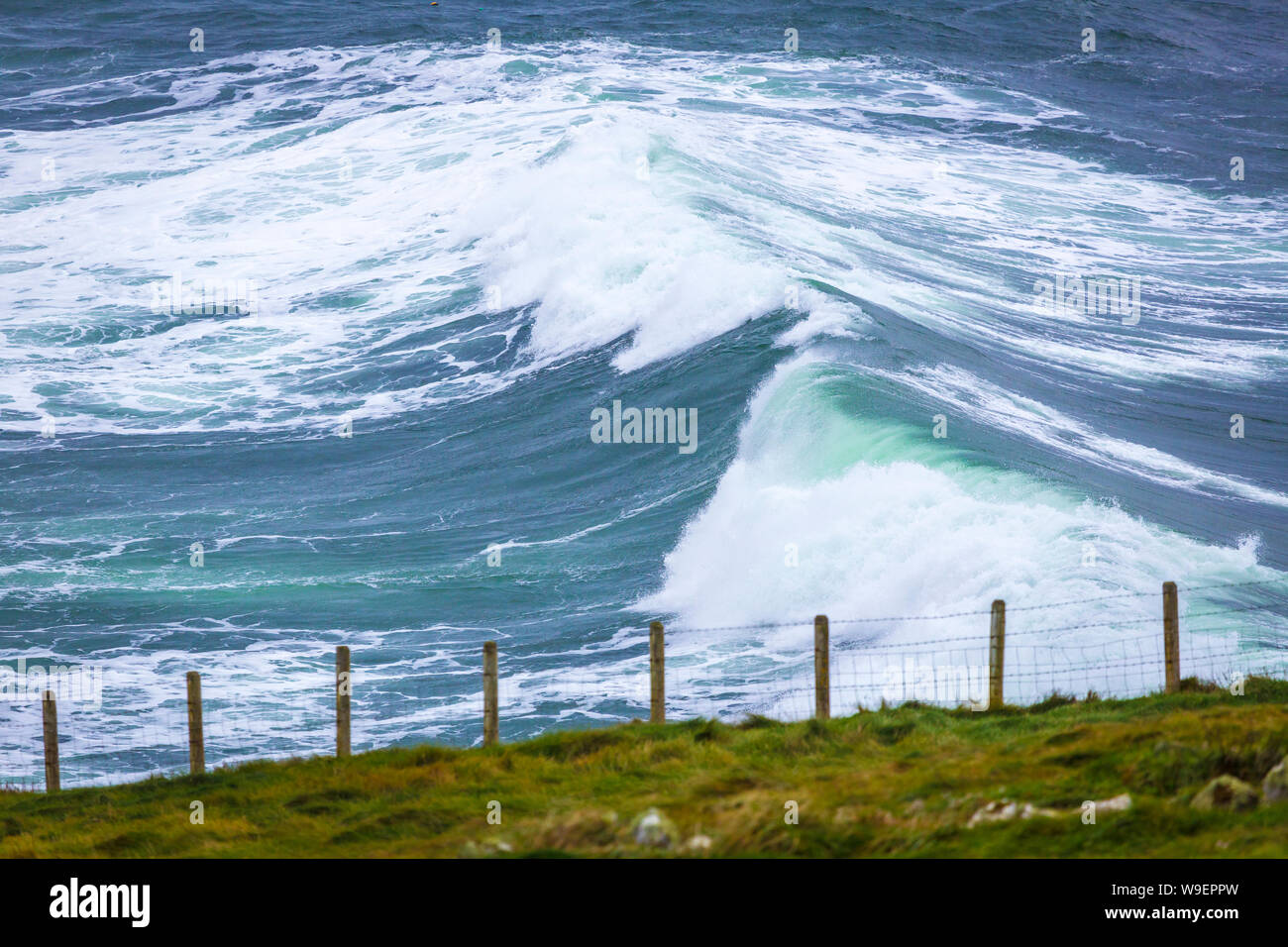 rough weather and waves at Mullaghmore, Co Sligo, Ireland Stock Photo ...