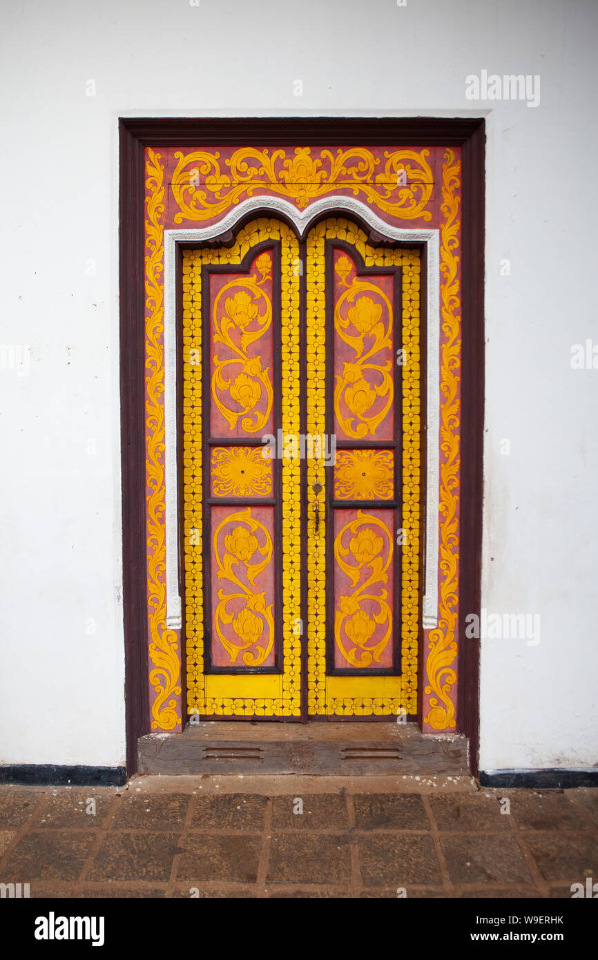 The door in Dambulla cave temple, also known as the Golden Temple of ...