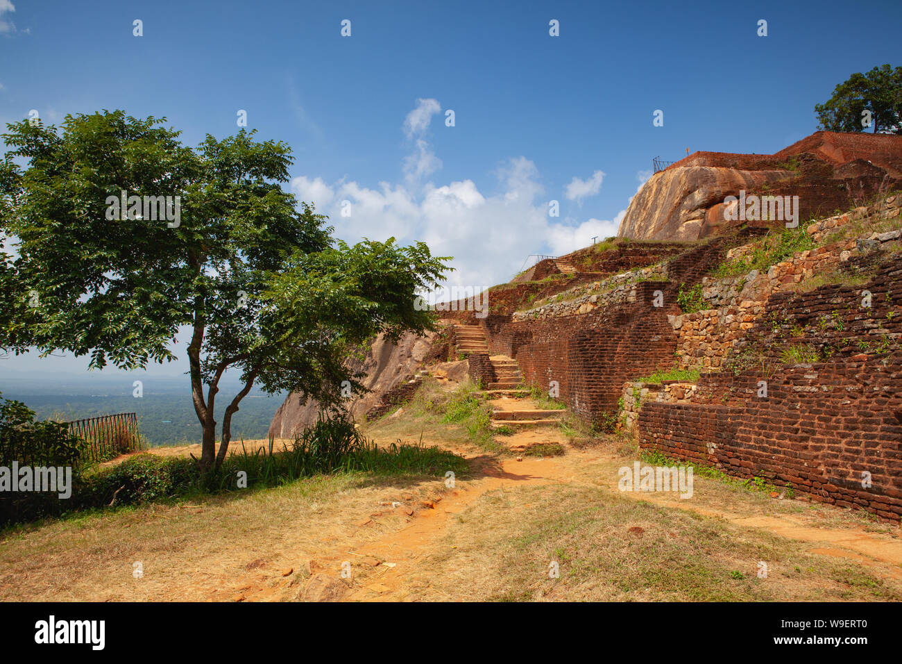 Ruins on top of Sigiriya Lion's rock palace and fortress.Sri Lanka. The ...