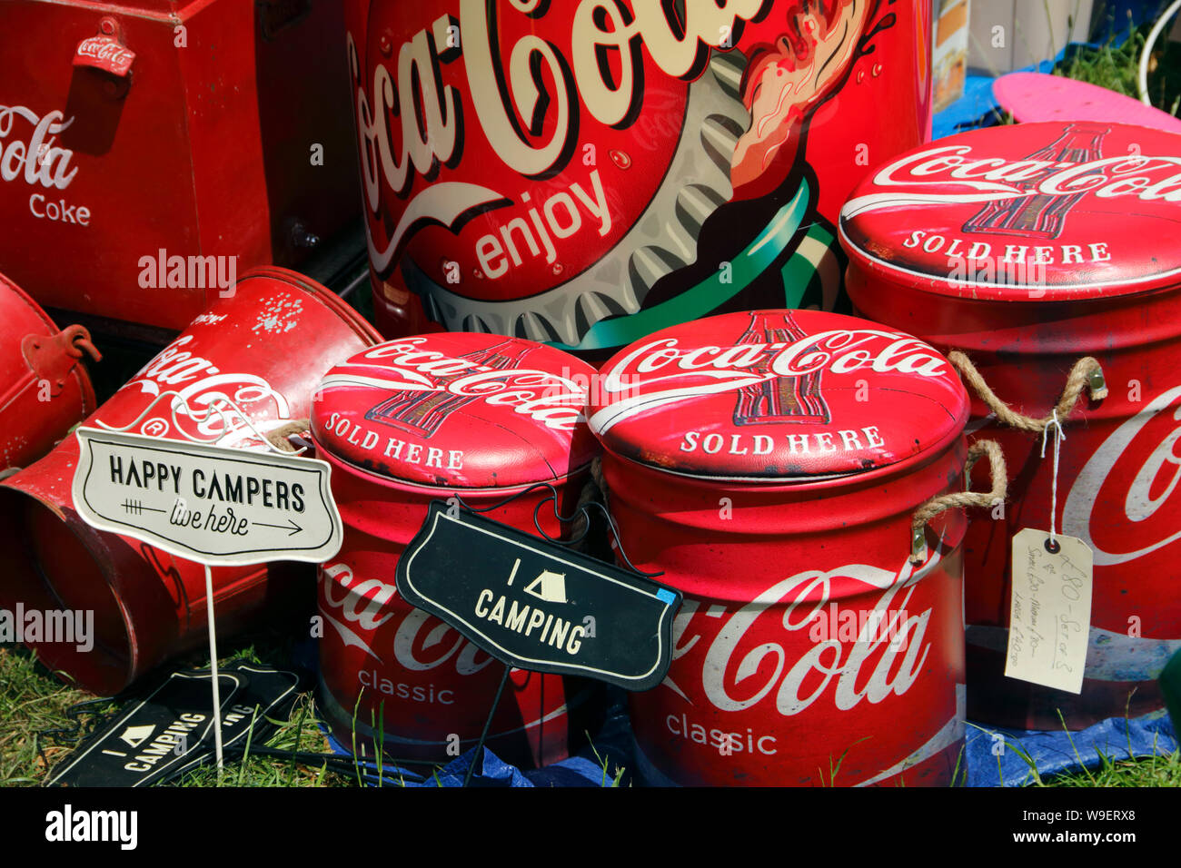 Coca Cola tins for sale at the Camper Jam VW festival at Weston Park ...