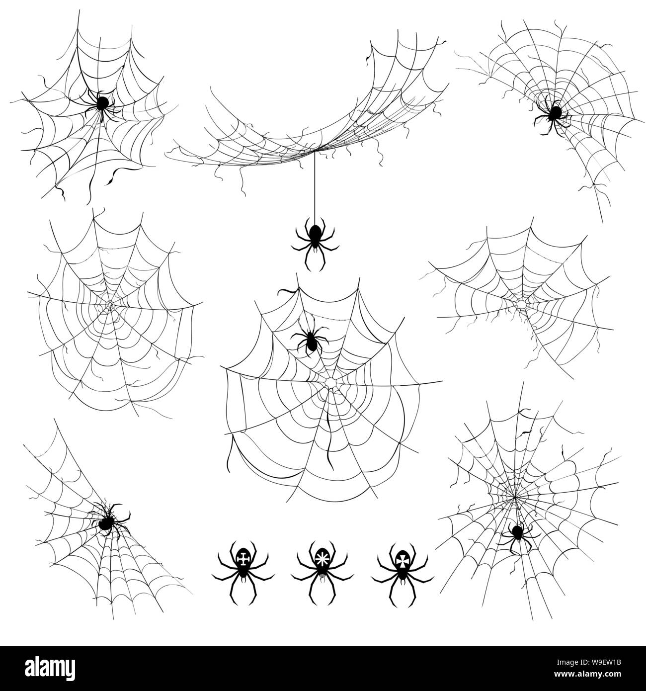 Cobwebs with spiders Stock Vector Image & Art - Alamy