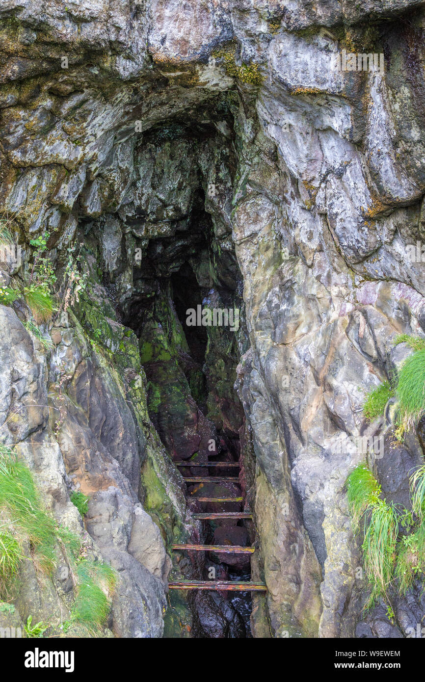 spectacular cliff walk at the Blackhead Lighthouse, Co Antrim, Northern ...
