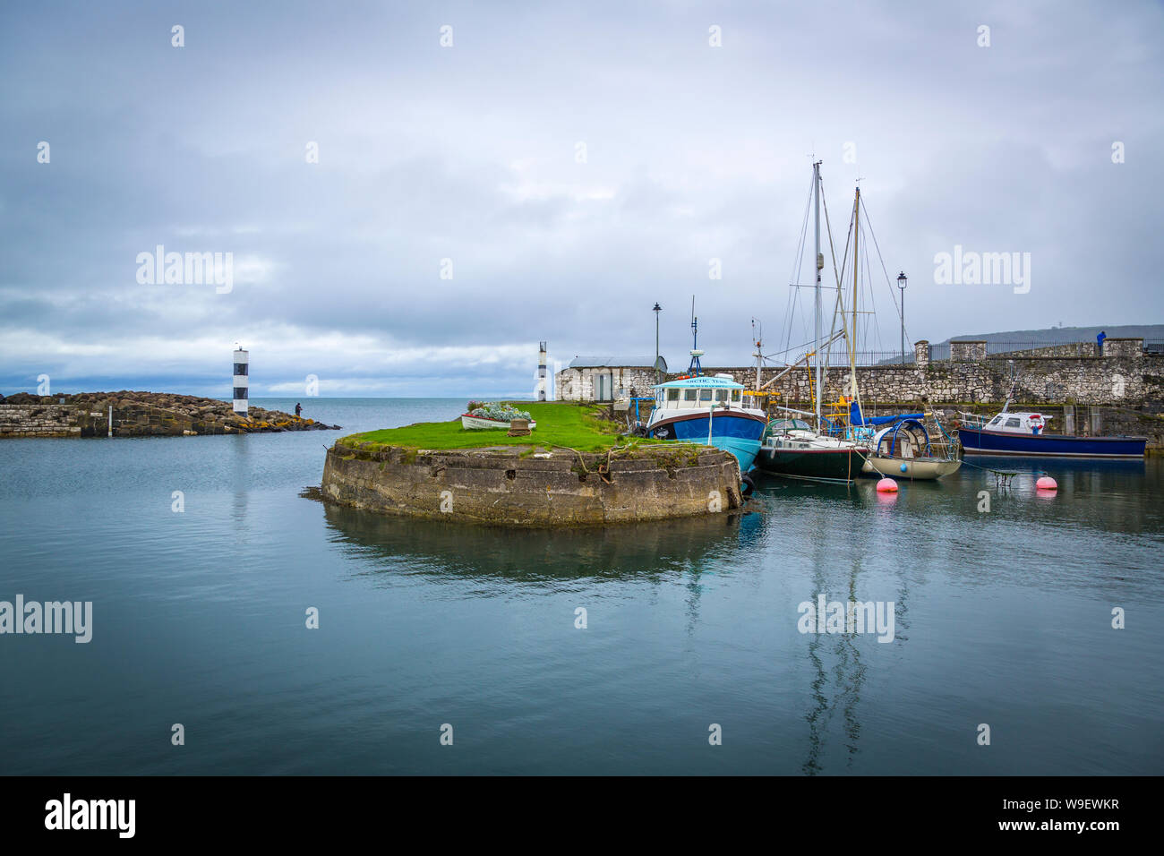 Carnlough Harbour at the Antrim Coast, Co Antrim, Northern Ireland ...