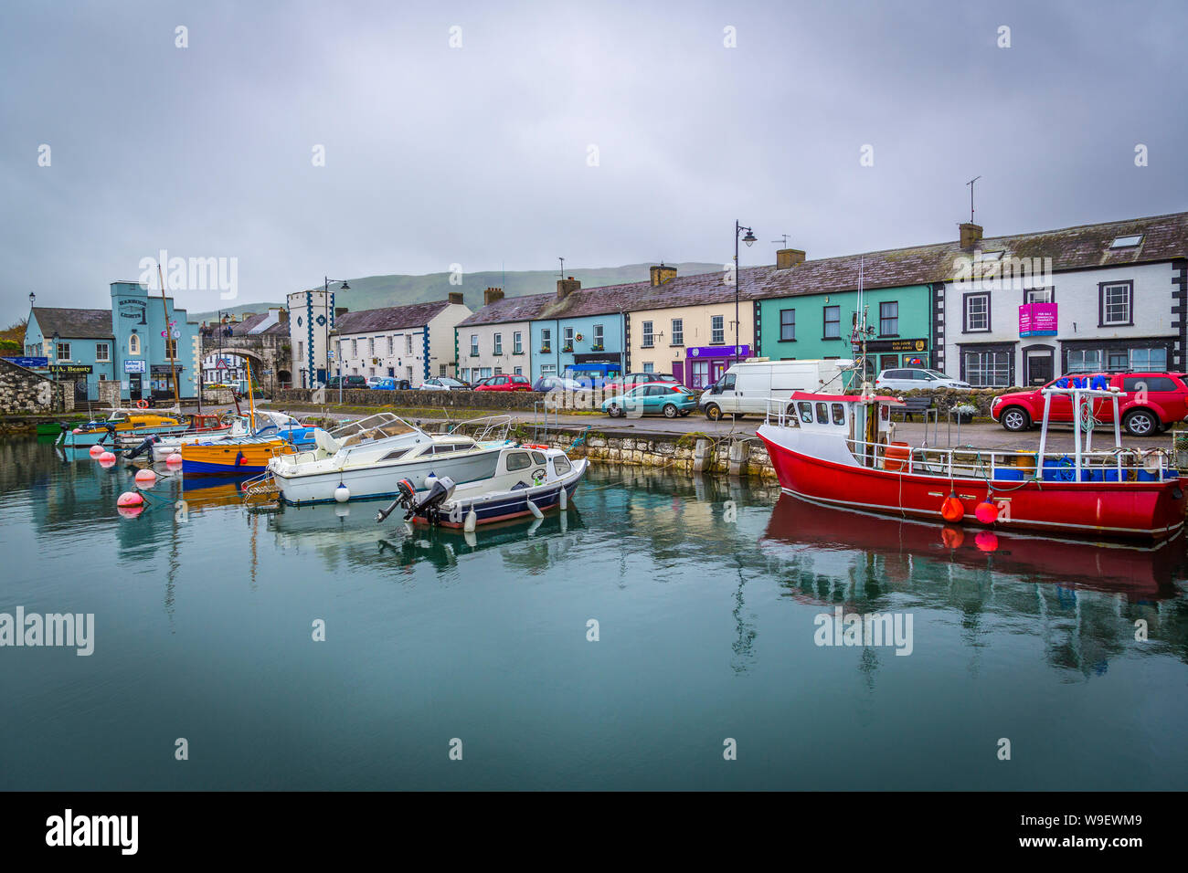 Carnlough Harbour at the Antrim Coast, Co Antrim, Northern Ireland ...