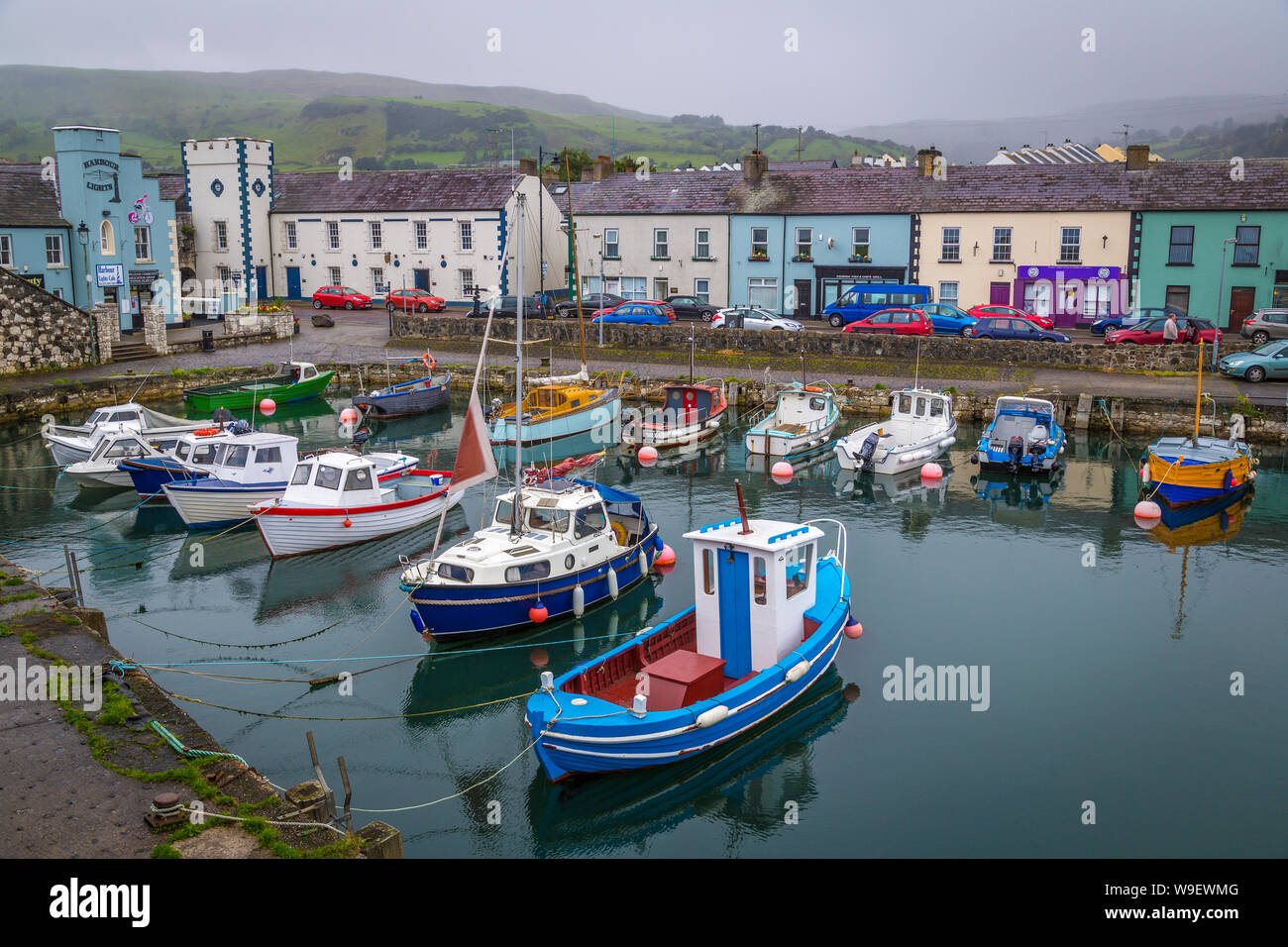 Carnlough Harbour at the Antrim Coast, Co Antrim, Northern Ireland ...