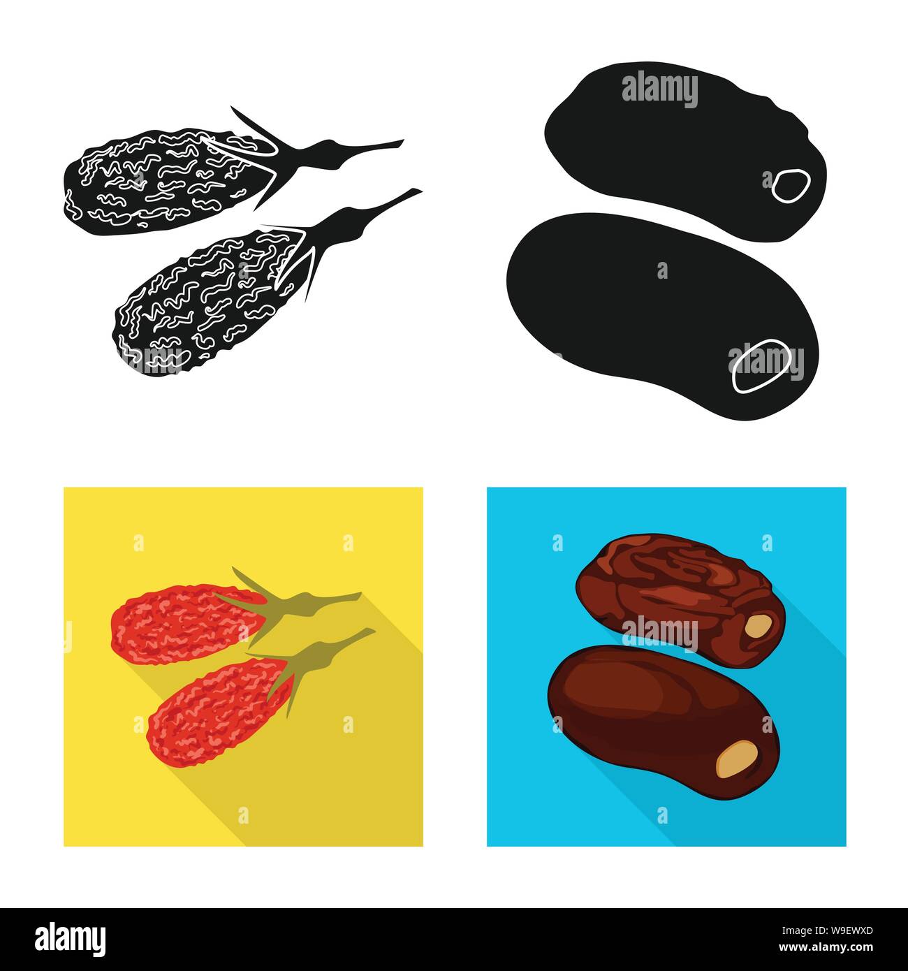 Vector illustration of food and raw sign. Collection of food and nature ...
