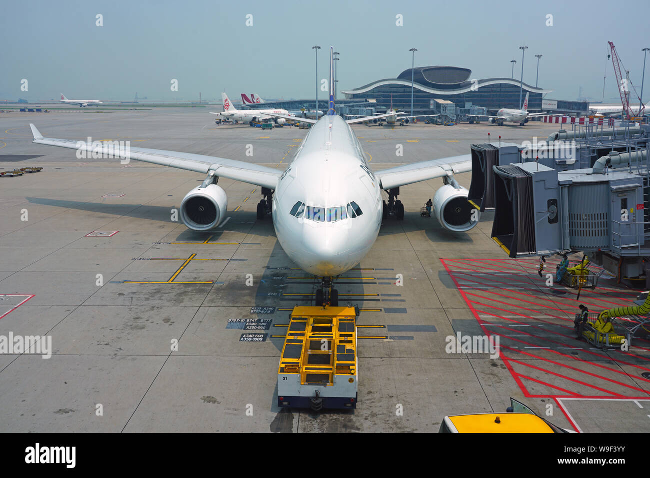 HONG KONG -18 JUL 2019- View of an Airbus A330 airplane from Philippine ...